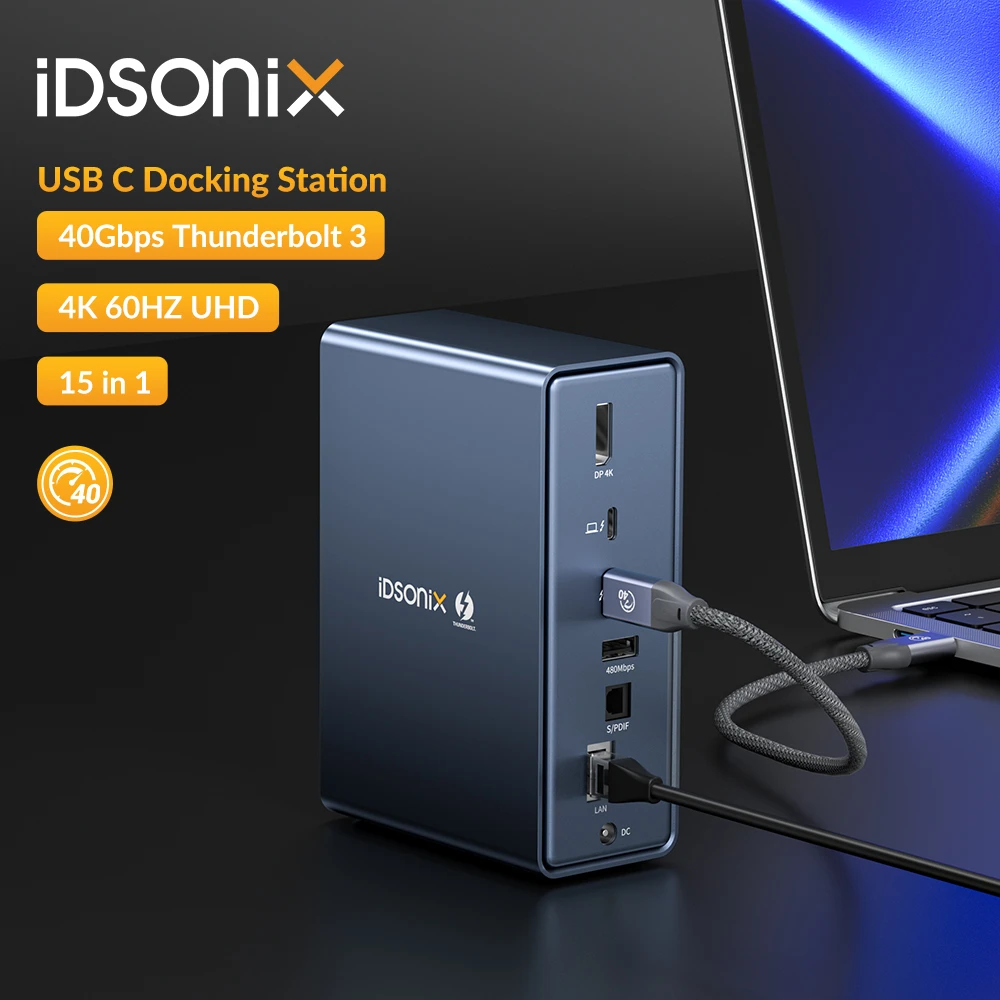 Idsonix 15 In 1 Docking Station Hdmi 4k 60hz Multiport Usb C 3.1 Hub ...