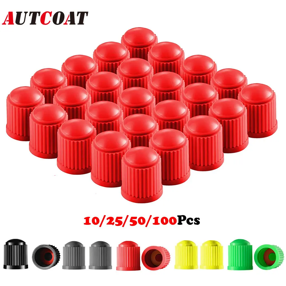 AUTCOAT Plastic Tire Valve Caps, with O Rubber Ring, Universal Stem ...
