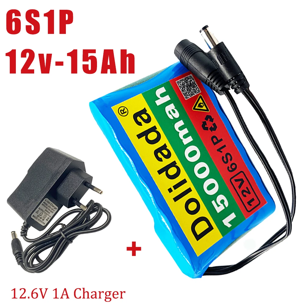 12v 6S1P 배터리 팩 15000mah 충전식 리튬 이온 배터리 15ah 용량, CCTV 카메라 모니터 DC 12.6v 1A 충전기 포함| | - AliExpress