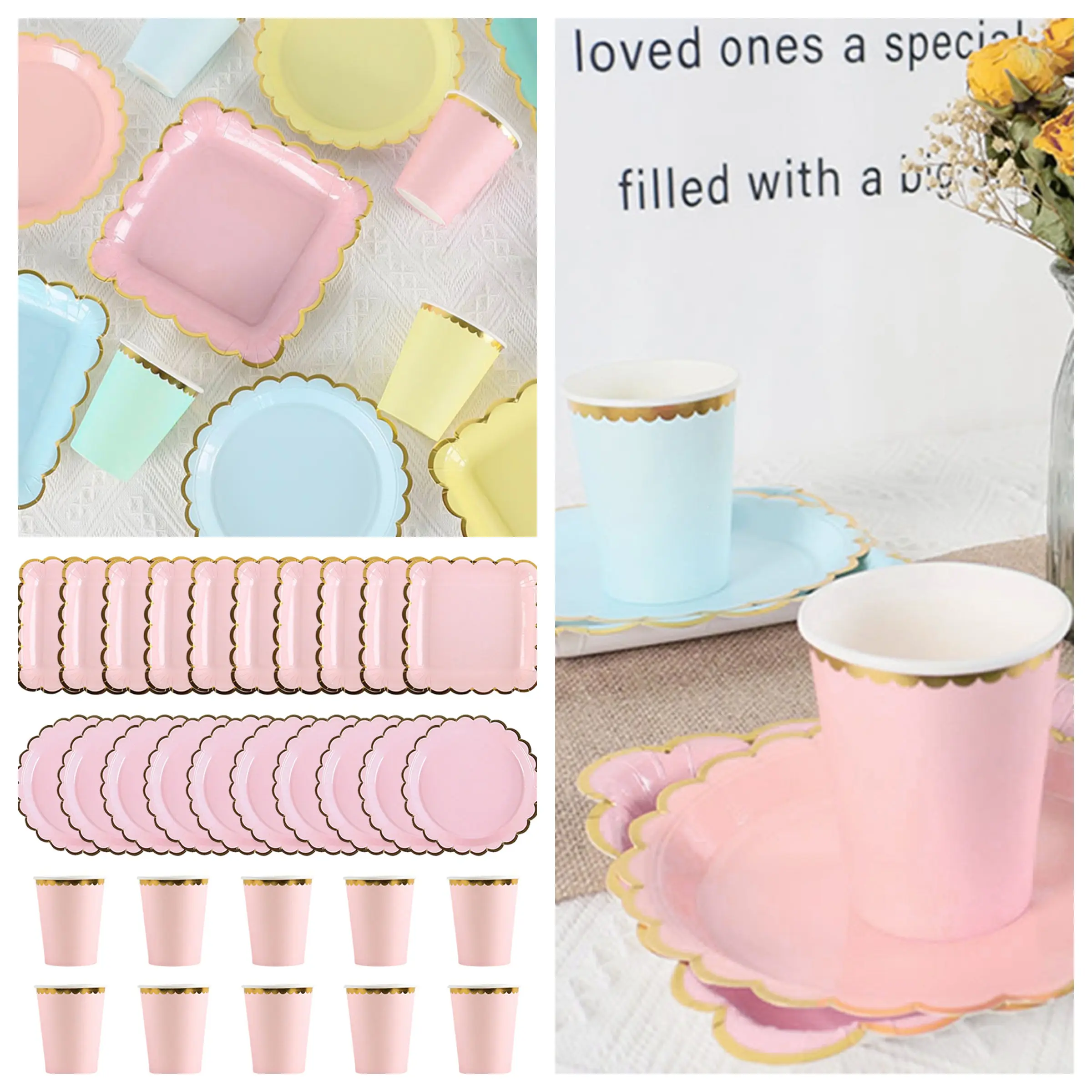Birthday Party Disposable Tableware Set Colorful Disposable Paper ...