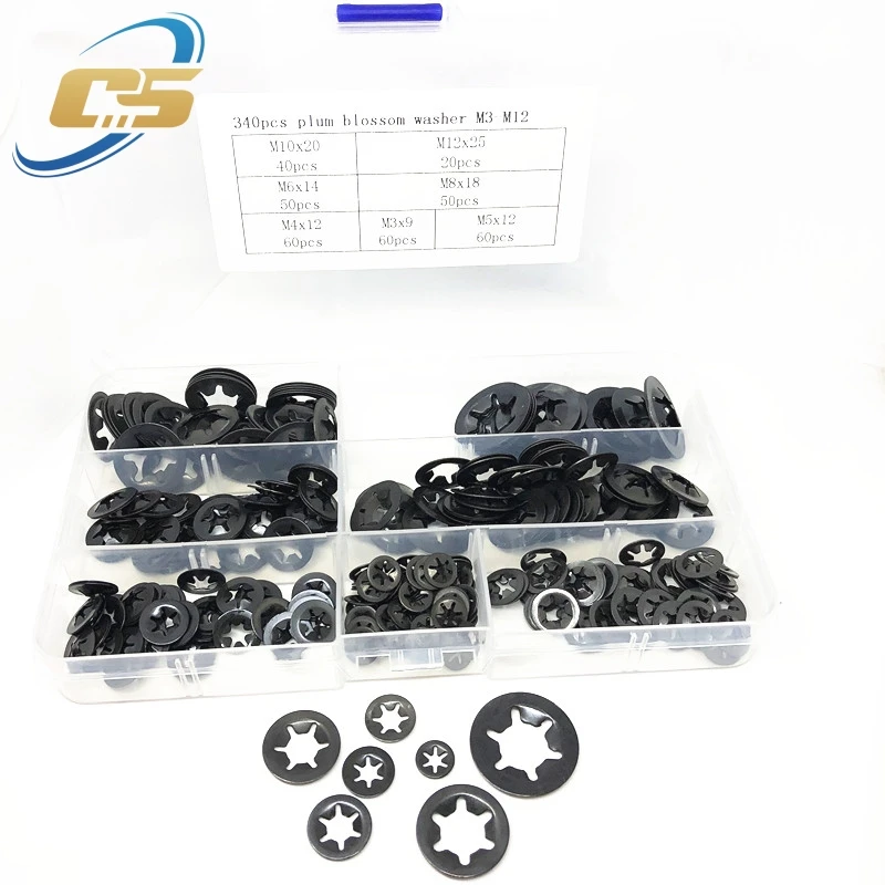 340PCS-M3-M4-M5-M6-M8-M10-M12-Plum-Blossom-Hole-Retaining-Ring-Bearing ...