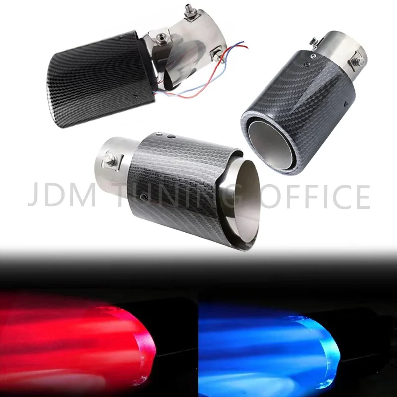 LED-Carbon-Fiber-Luminous-Tail-Throat-Muffler-Silencer-Luminous-Exhaust ...
