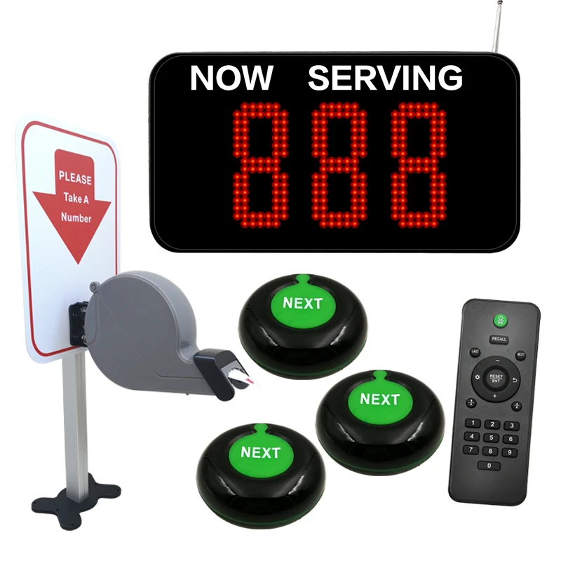Wireless 3 Digit Number Screen NEXT Control Button Ticket Dispenser ...