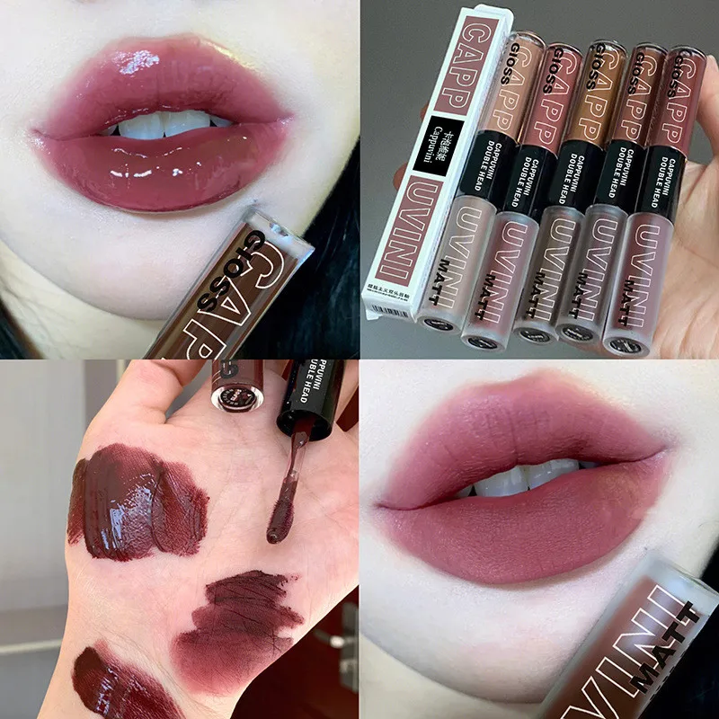 Cappuvini Double end Lip gloss Matte Nude Liquid Lipstick Long Lasting ...