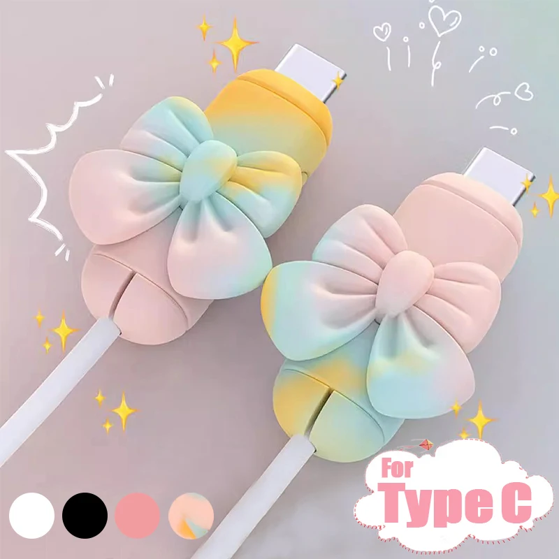 Cartoon-Bow-USB-Type-C-Cable-Protector-Cover-For-Samsung-Xiaomi-Huawei ...