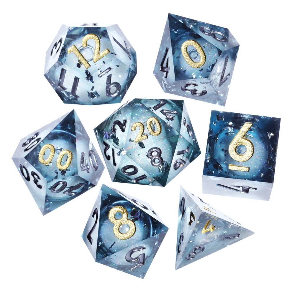 MINI-PLANETNew-Design-Liquid-Core-Dice-Set-DND-Polyhedral-Resin-Dice ...