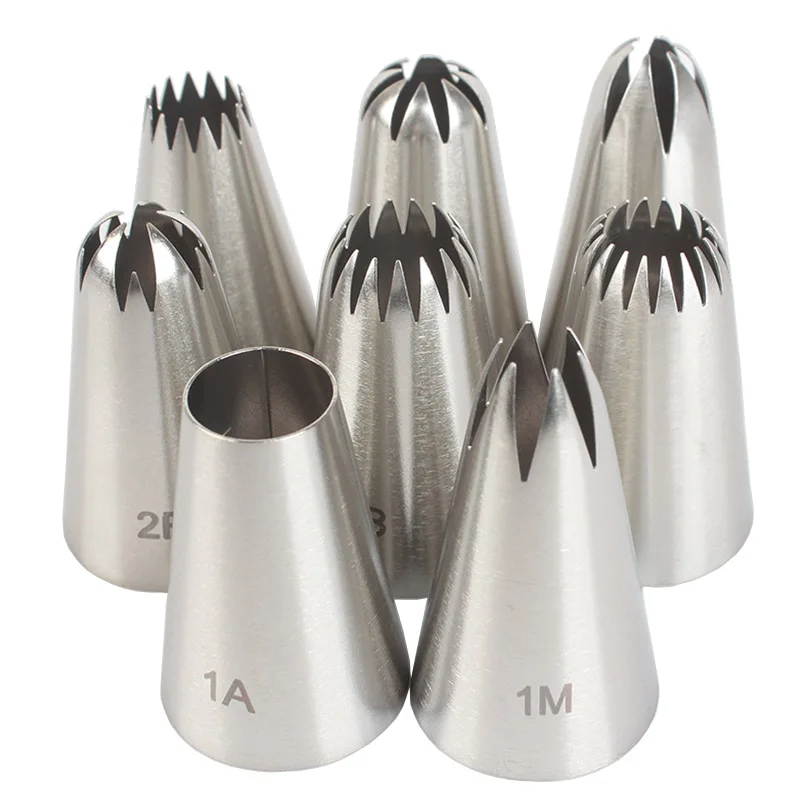 8pcs-Piping-Nozzles-Set-Stainless-Steel-Icing-Nozzles-Cream-Cake-Piping ...