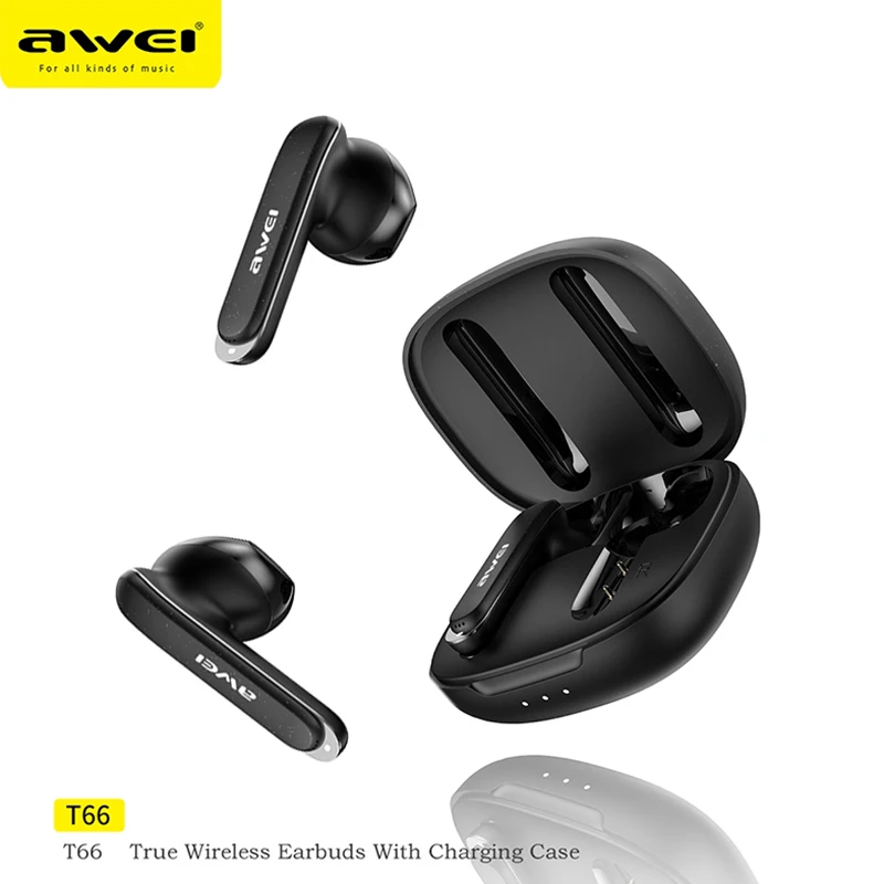 Awei T66 Bluetooth 5.3 Earphones TWS Wireless Earbuds Stereo Sports Earhook Headphones ENC Noise ...