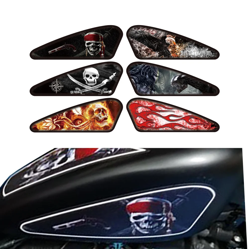 Motorcycle Skull Sticker Flame Decal Eagle Stickers For SPORTSTER ...