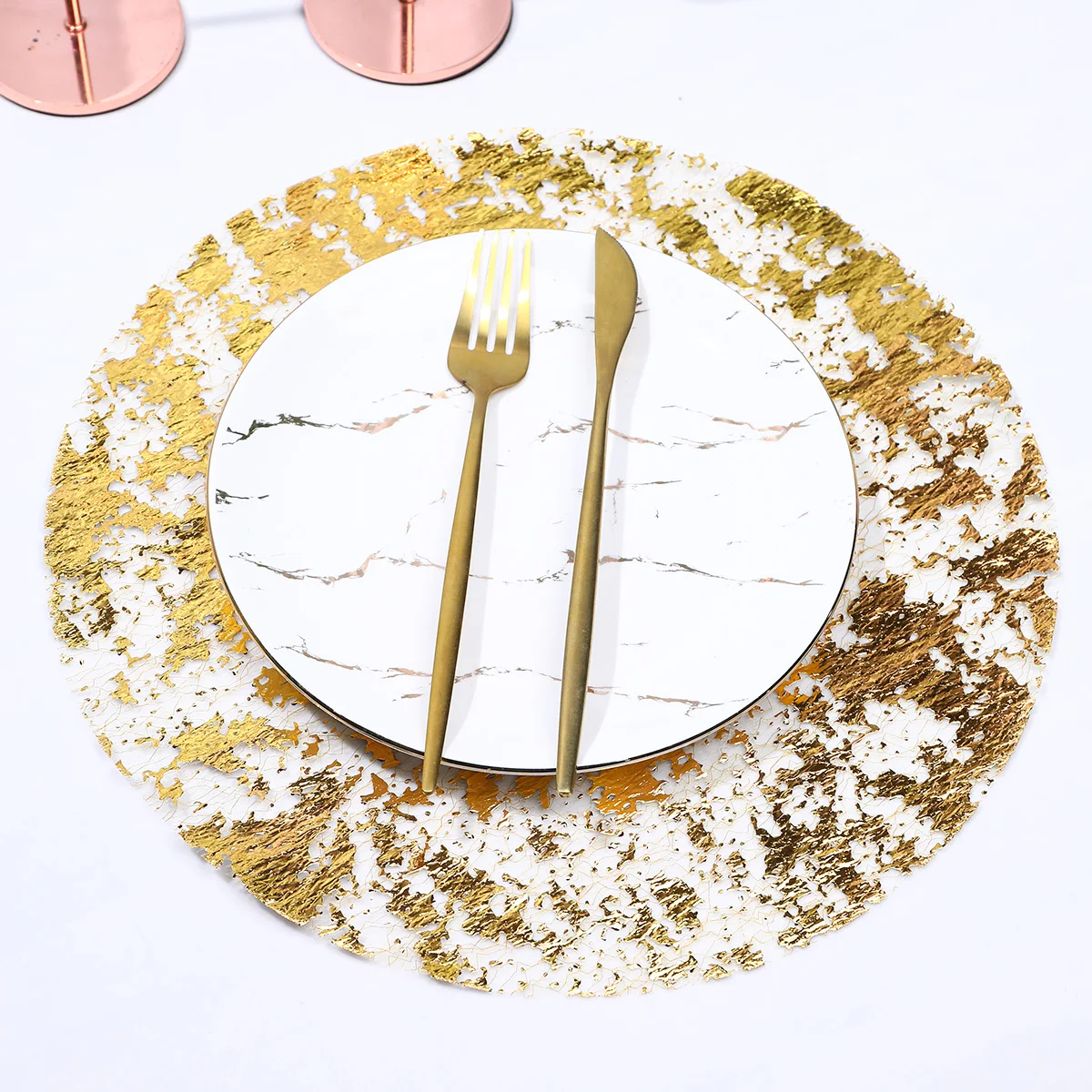 Round-Gold-Placemats-Metallic-Gold-Foil-Table-Mats-Disposable-Fall ...