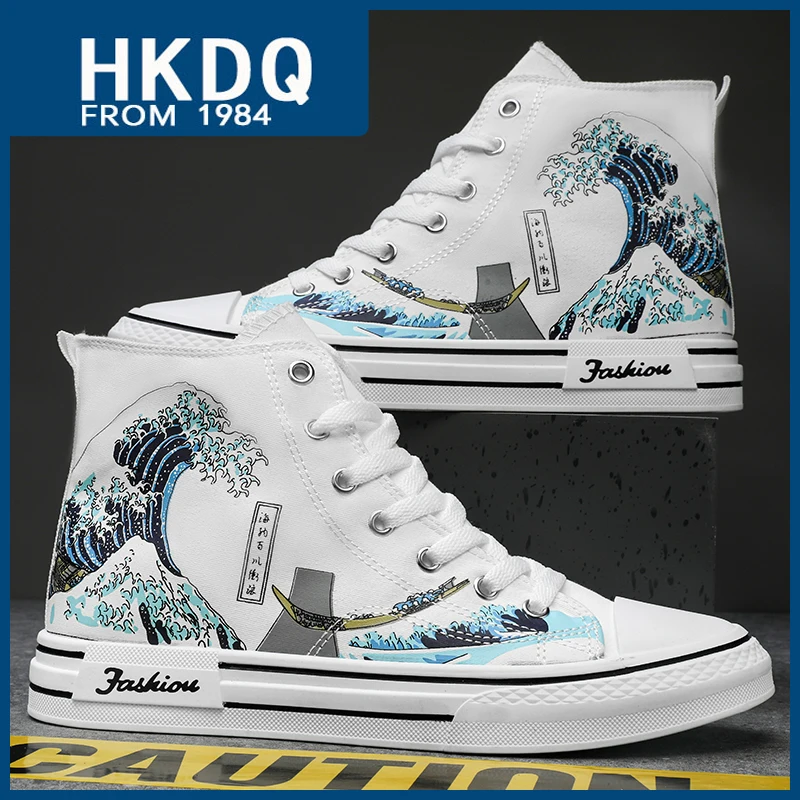 HKDQ-New-Autumn-High-Top-Men-s-Canvas-Shoes-Fashion-Print-White-Men ...