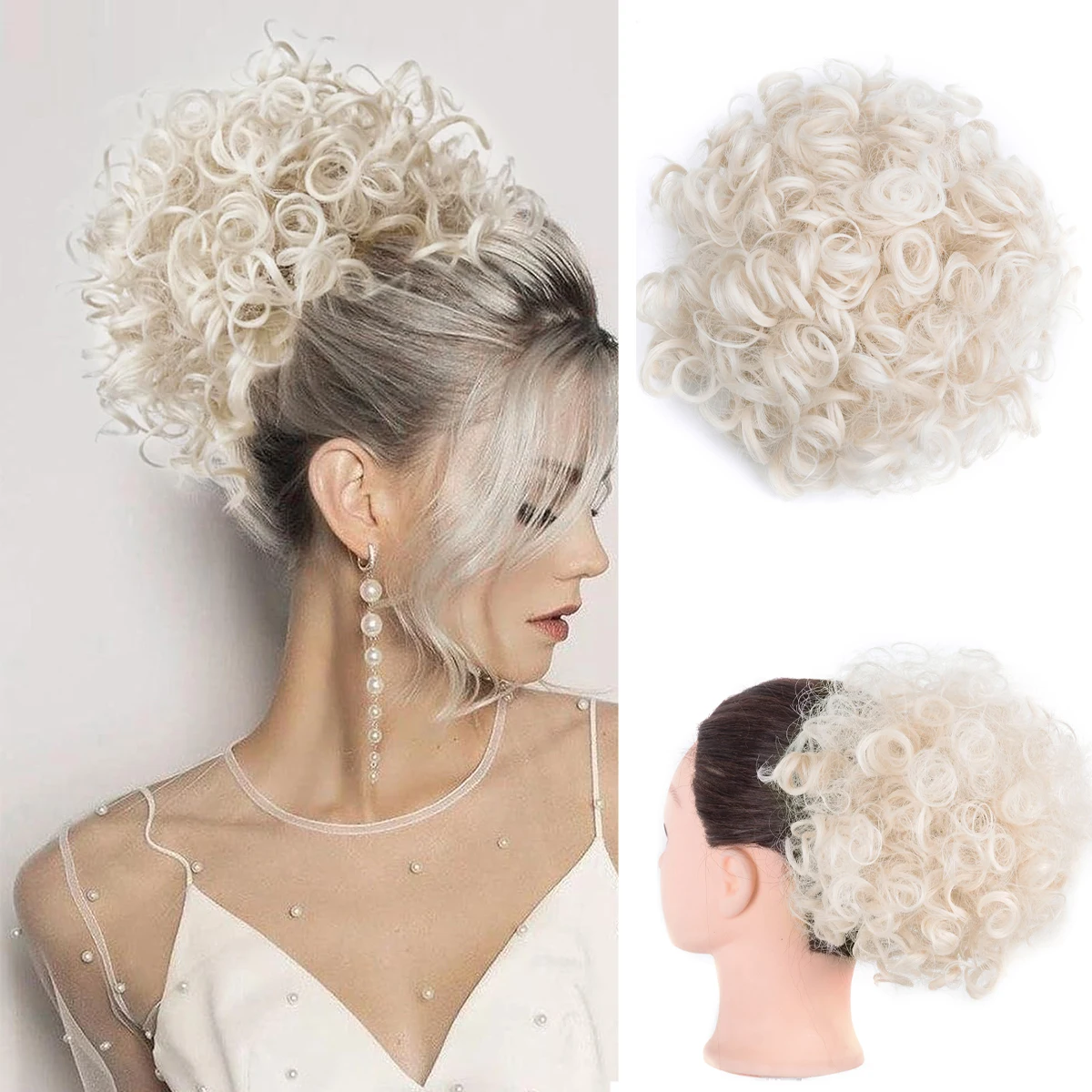 Synthetic-Messy-Bun-Hair-Piece-60g-Elastic-Drawstring-Loose-Wave-Curly ...