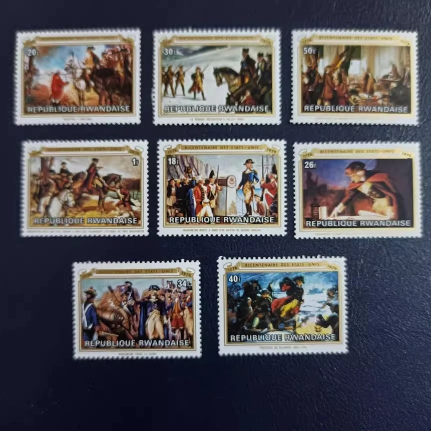 8Pcs/Set New Rwanda Post Stamp 1976 200 Years of American Independence ...