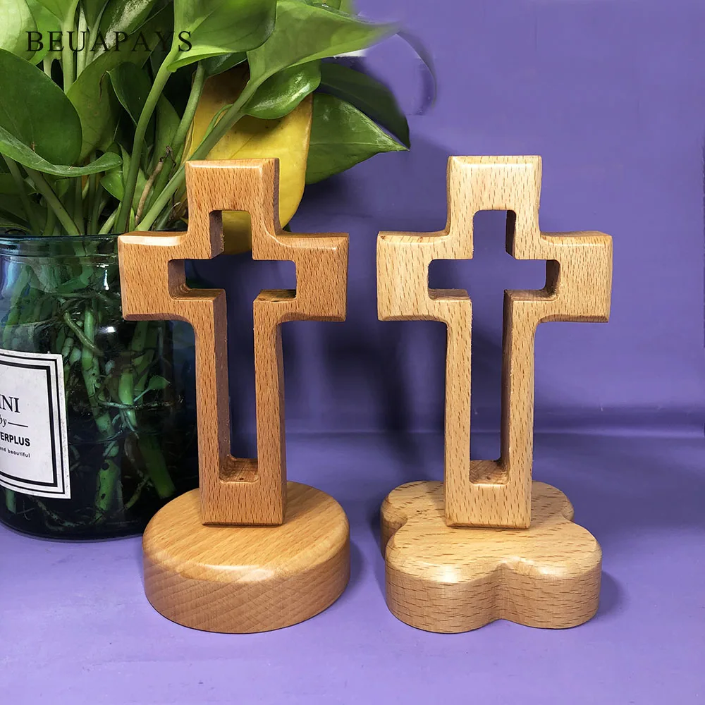 Solid-Wood-Cross-Ornaments-Base-With-Magnet-Easter-Jesus-Christianity ...