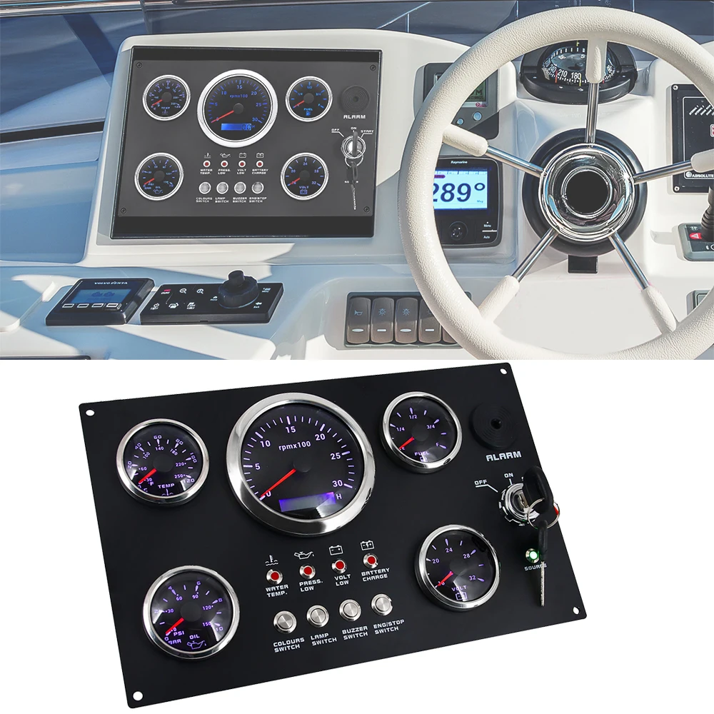 12v Switch Panel 7 Color LED Gauge Set 3000rpm-8000rpm Tachometer ...