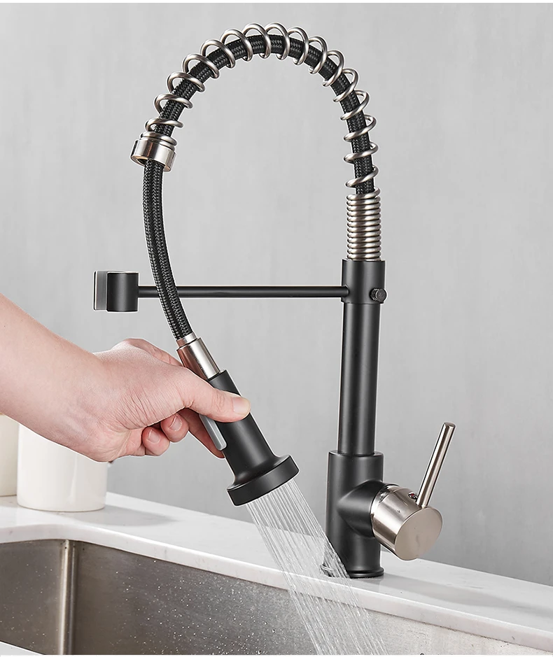 Single-Handle Pre-Rinse Spring Pulldown Sprayer Kitchen Faucet