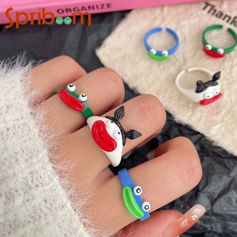 Cute Cartoon Ring for Women Opening Adjustable Funny Monster Rings ...