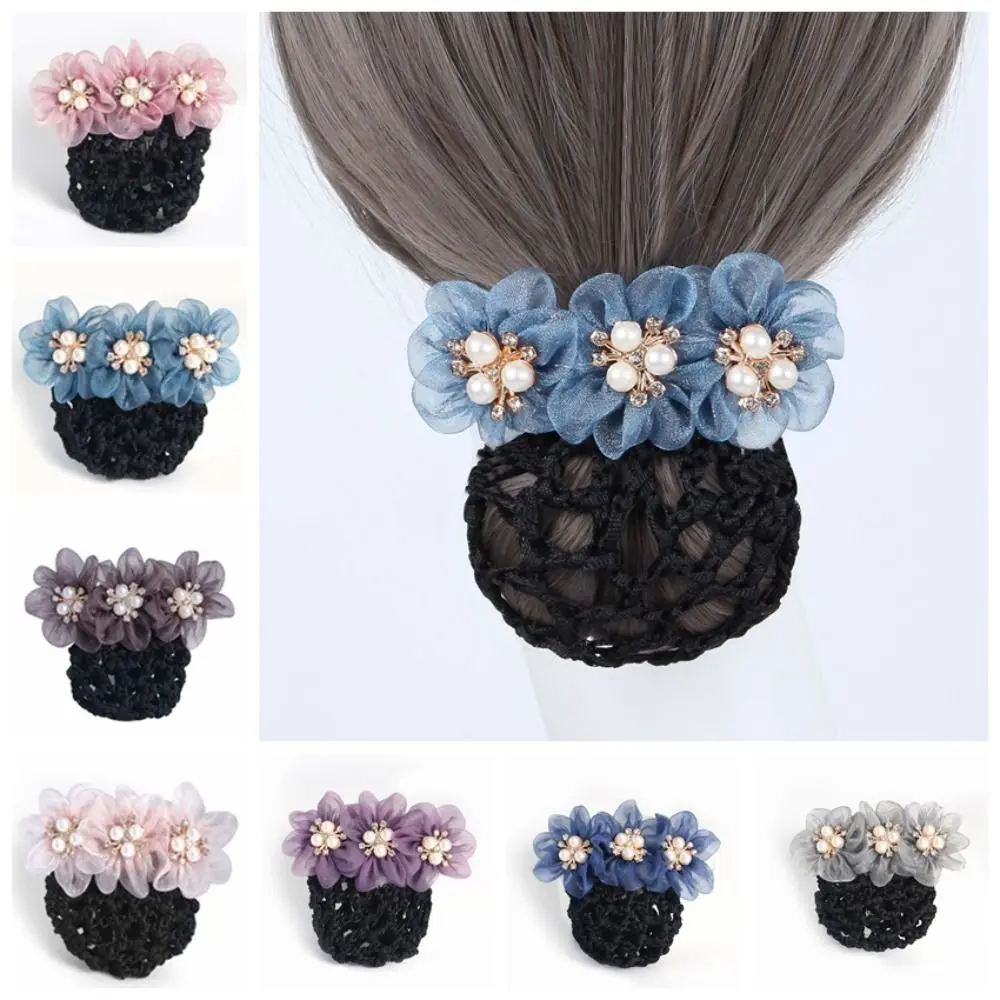 Lace-Flower-Snood-Spring-Clip-Hairgrips-Cover-Net-Korean-Style-Pearls ...