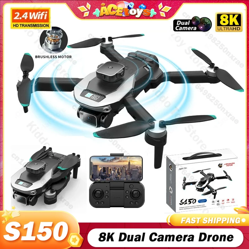 S150-Drone-8K-HD-Dual-Camera-Brushless-Motor-Optical-Flow-Obstacle-Avoidance-Aerial-Professional ...