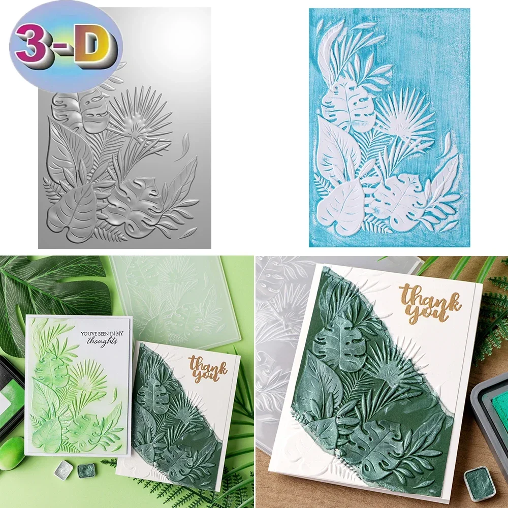 New 3D Embossing Folder Tropic Leaves Corner Pattern Background For ...