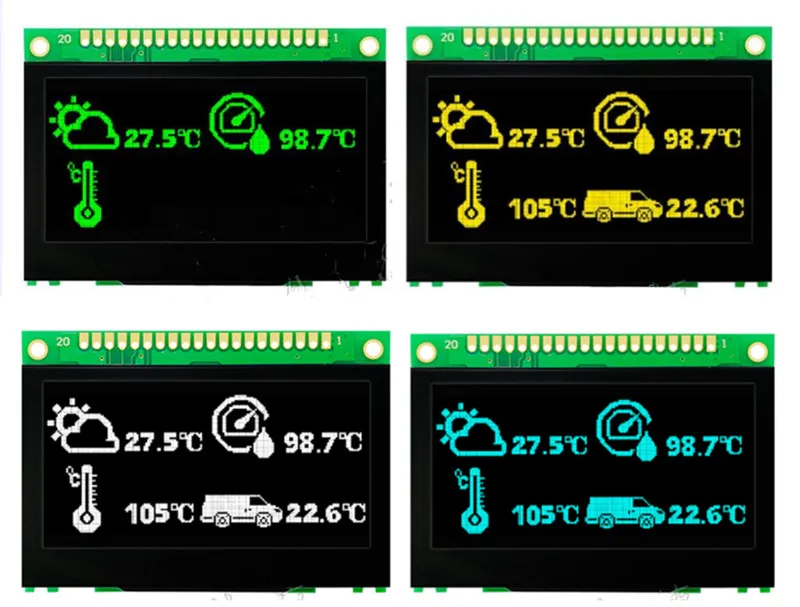 IPS 2.7 inch 20PIN Yellow/White/Green OLED Screen with PCB Board ...