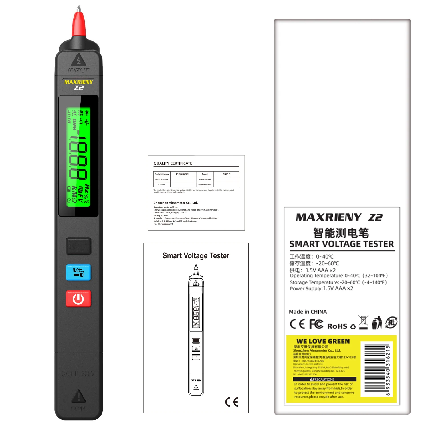 MAXRIENY-Voltage-Tester-12V-300V-Non-Contact-and-Contact-Voltage-Pen ...