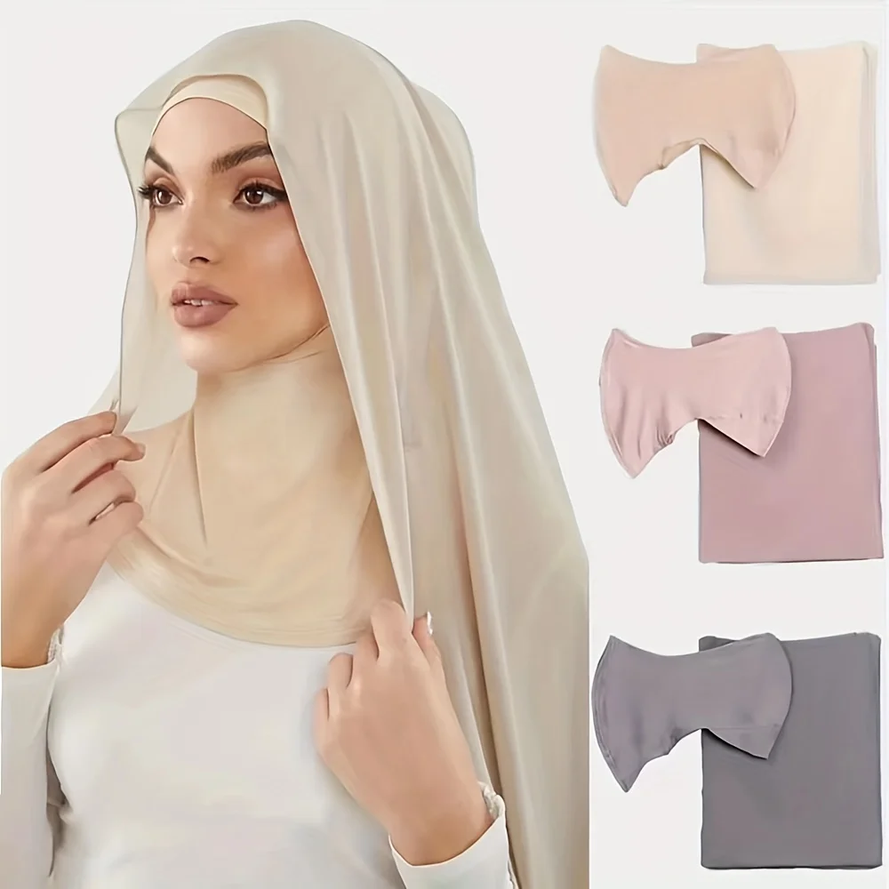 2pcs-set-Solid-Color-Chiffon-Hijab-Thin-Breathable-Turban-Long-Head ...