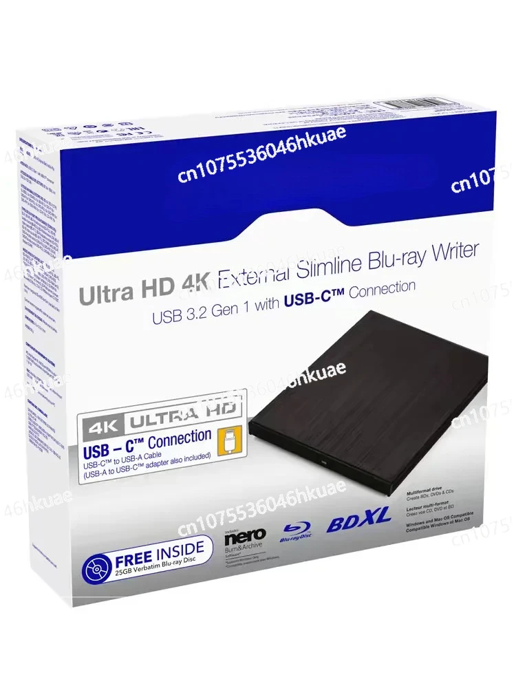 For Verbatim BDR Burner External Slimline Ultra HD 4K Blu-Ray Writer ...