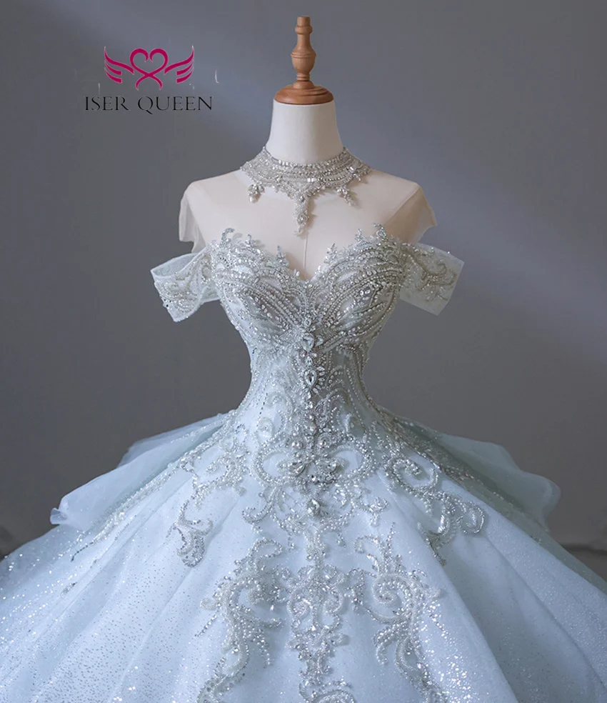 French-Style-Luxury-Wedding-Dress-2024-New-Heavy-Beading-Ivory-blue ...