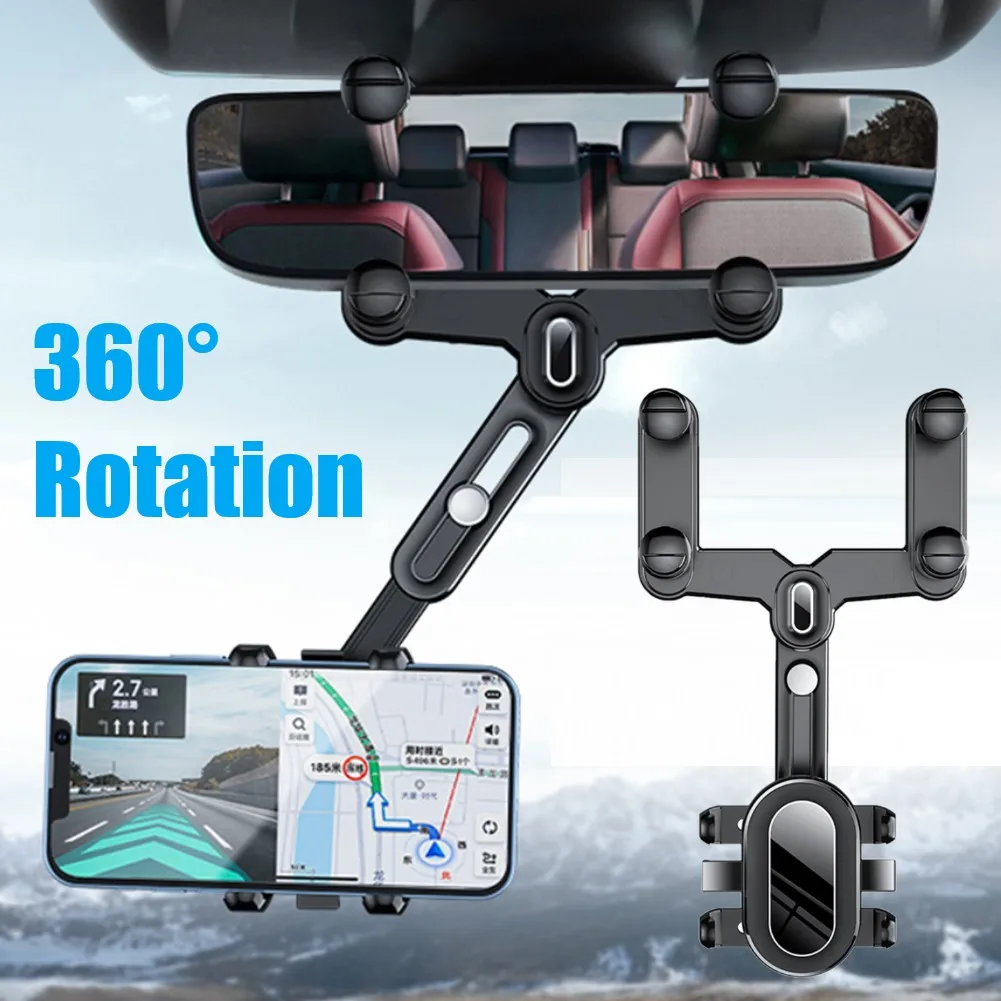 Rearview-Mirror-Phone-Holder-Universal-360-Rotatable-Car-Phone-Mount ...