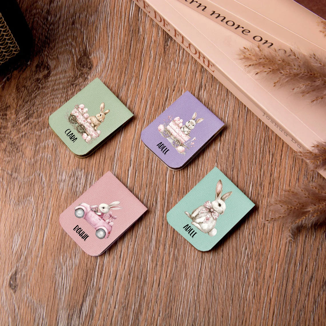 1pc Name Bookmark with nice rabbit,Custom Leather nice rabbit Bookmark ...