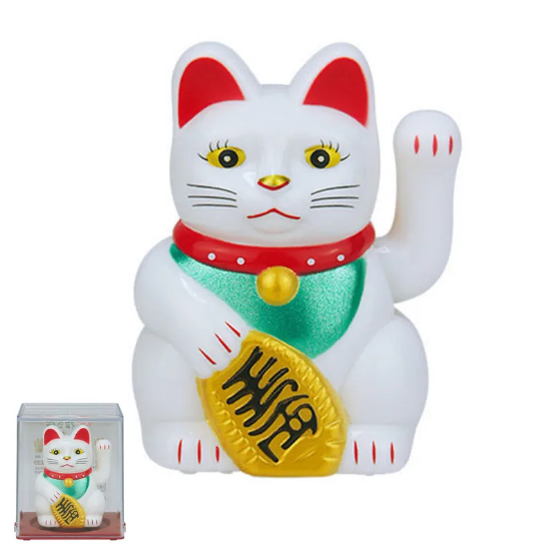 Mini Solar Lucky Cat Figurine Mascot Home/Room/Car Decoration Waving ...