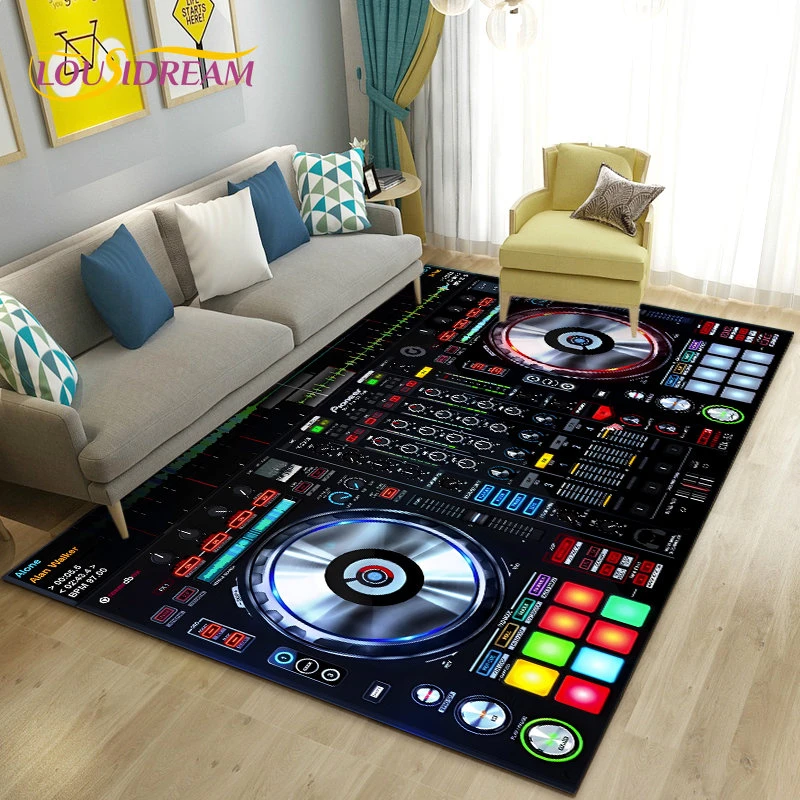 3D DJ Music Screen Keyboard Area Rug,Carpet Rug for Living Room Bedroom ...