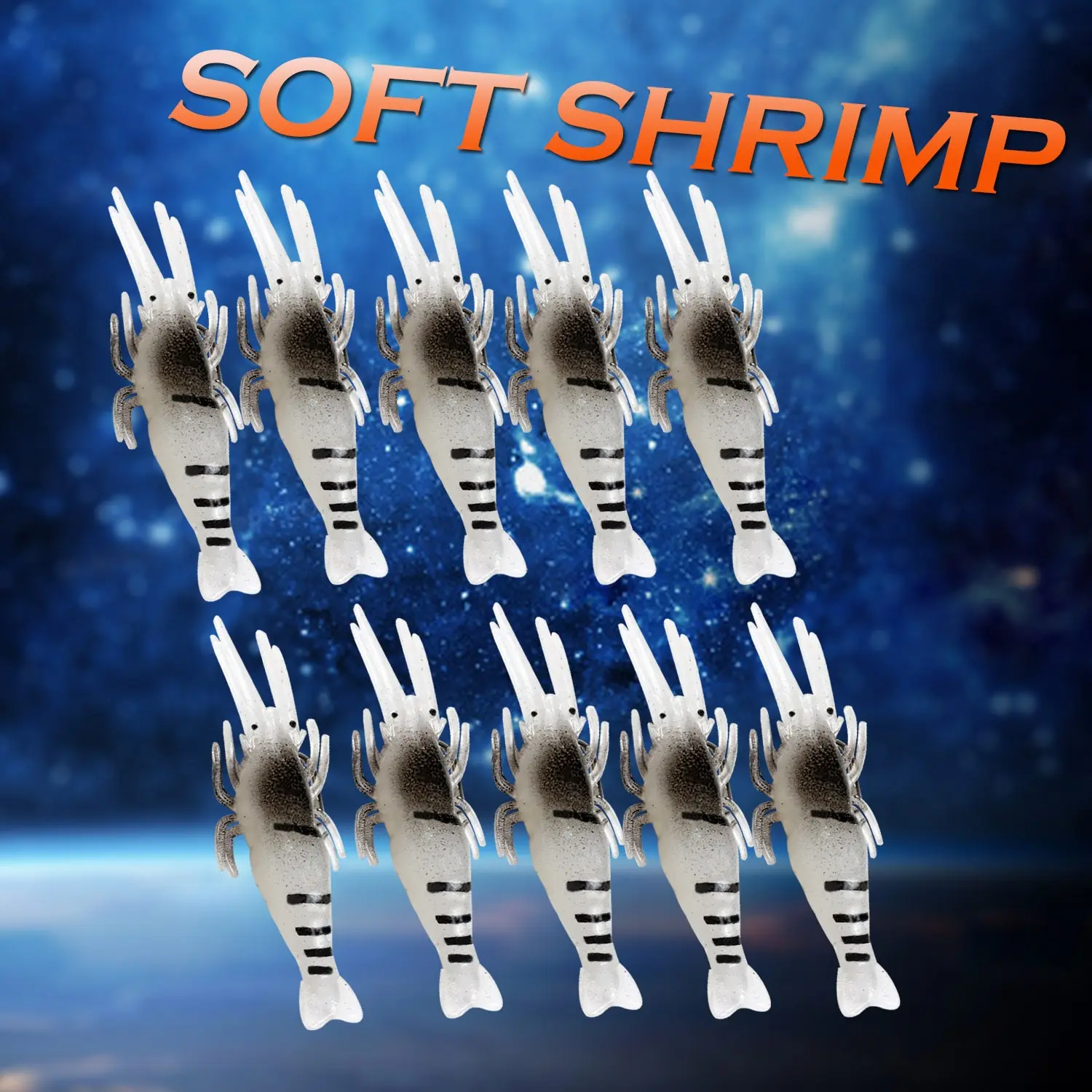 Luminous Shrimp Silicone Artificial Bait 10pcs/lot Simulation Soft ...