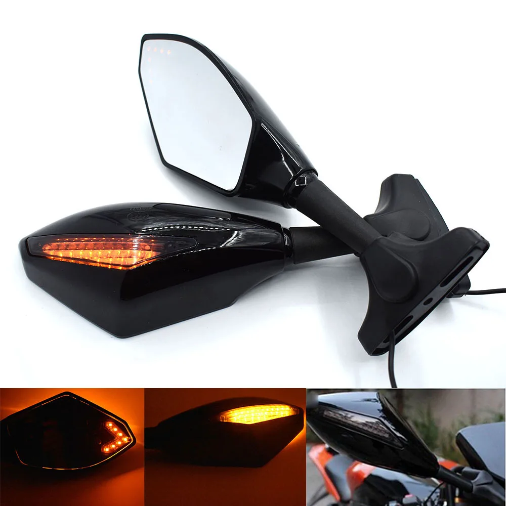 Universal-Motorcycle-Rearview-Mirror-with-LED-Turn-Signal-For-Kawasaki ...