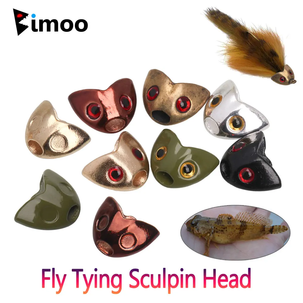 Bimoo 10PCS Fly Tying Sculpin Head 3D Fish Eyes Fast Sinking Fish Skull ...