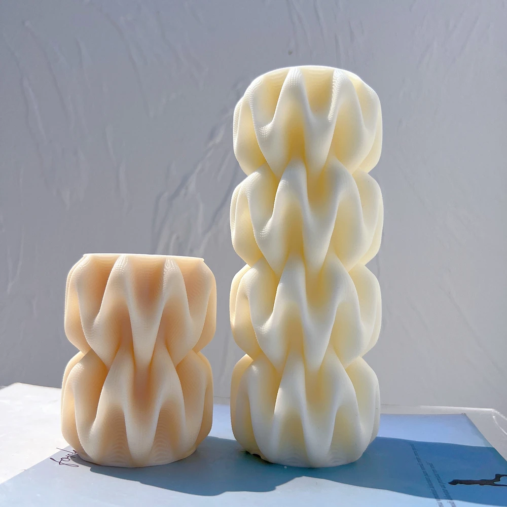 2 Sizes Wave Pillar Swirl Candle Mold Twirl Silicone Mold Geometric ...