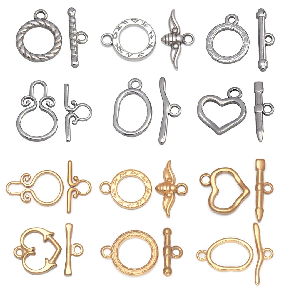 4Sets Stainless Steel Craft Toggle Clasps T Bar Connector Twist Toggle ...