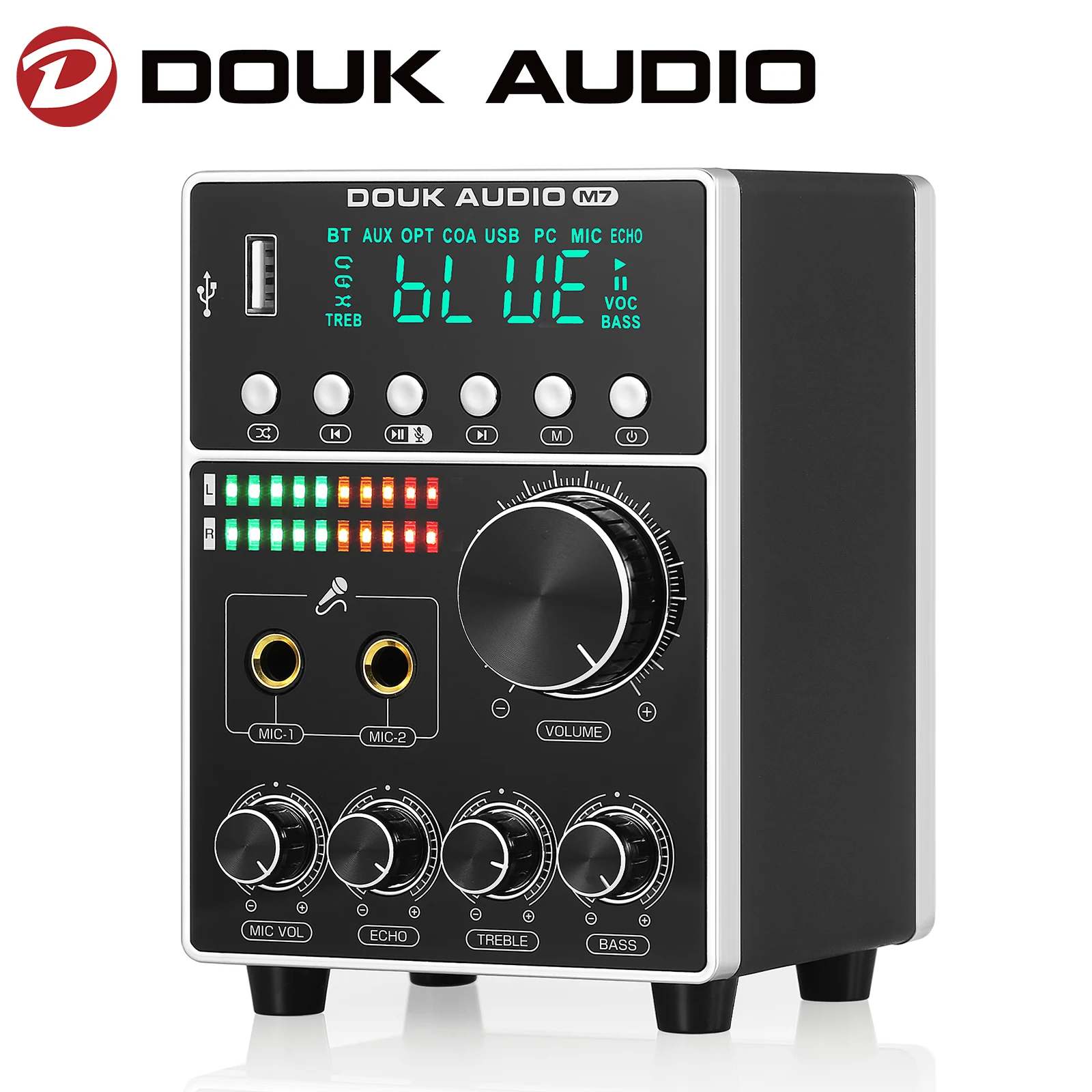 Douk Audio M7 Dual-Mikrofon-Audio verstärker Bluetooth S/PDIF Karaoke ...