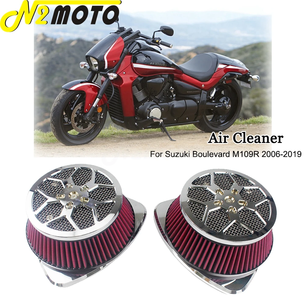 Motorcycle Twin Air Filter Dual Intake Air Cleaner Big For Suzuki M109R ...