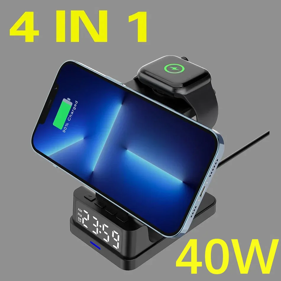40W-Wireless-Charger-Alarm-Clock-LED-Smart-Digital-Clock-Table ...