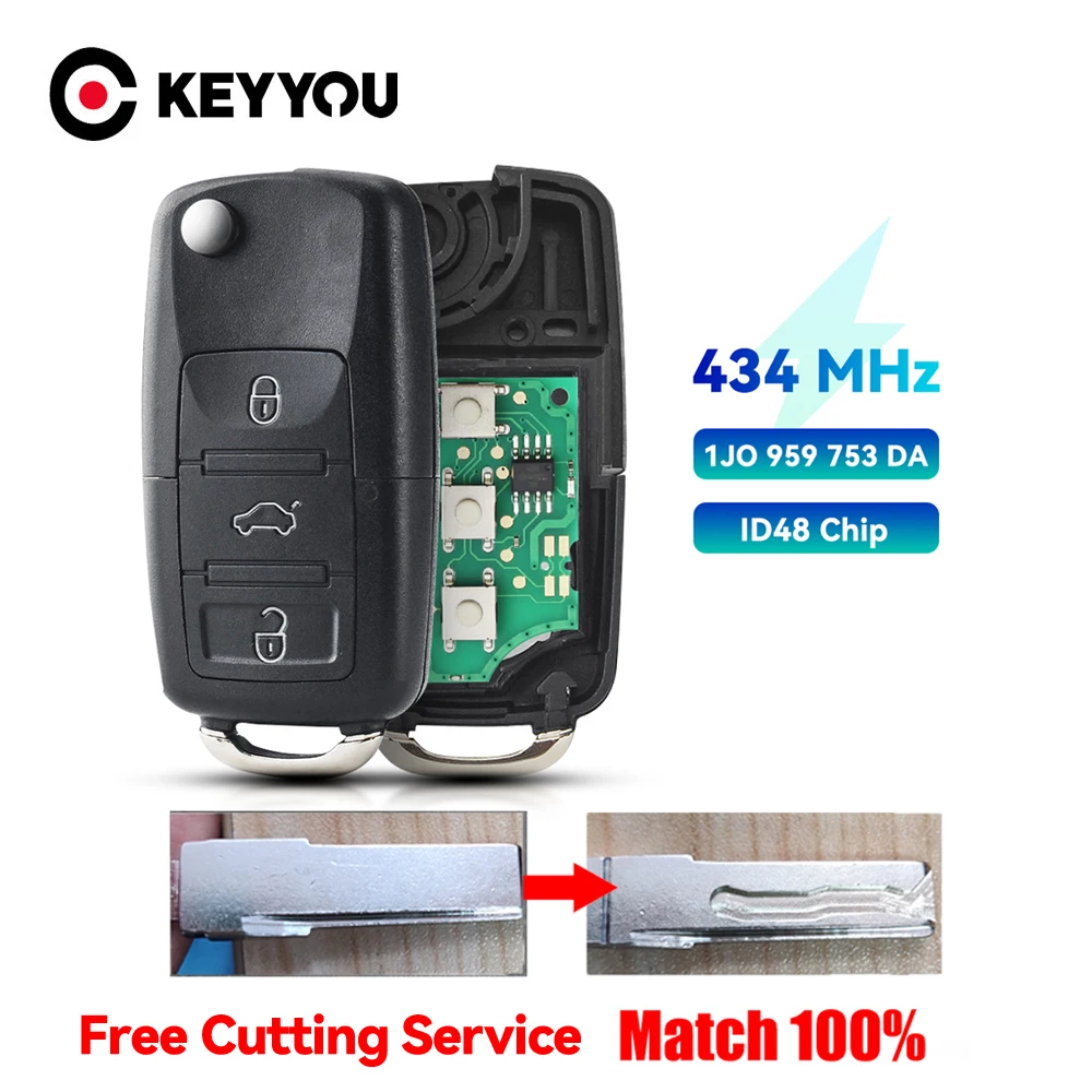 KEYYOU-With-Cutting-Service-Remote-Car-Key-434Mhz-ID48-Chip-For ...