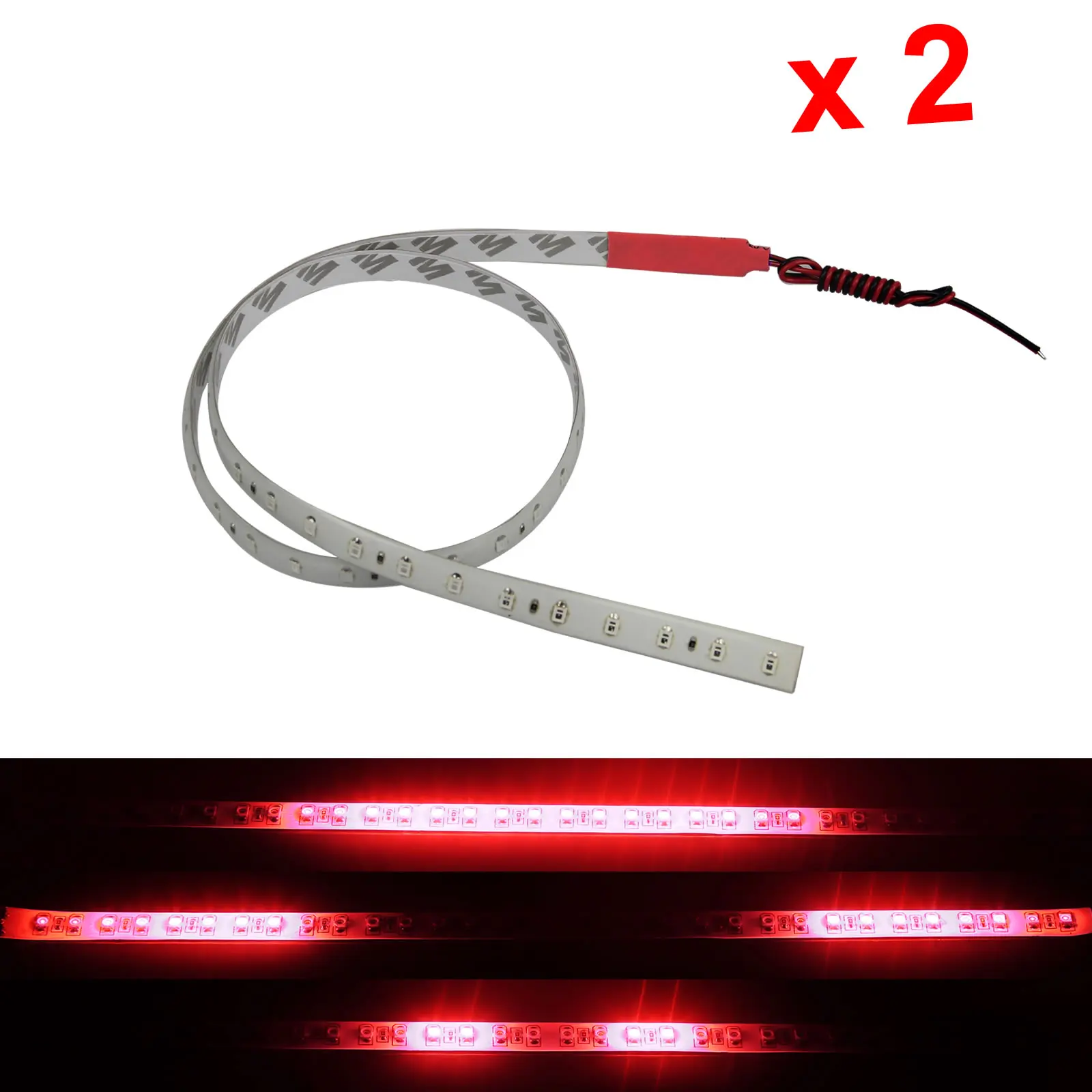 2x-Red-Flexible-Strip-Light-60CM-2FT-Knight-Rider-Flash-Strobe-Scanner ...
