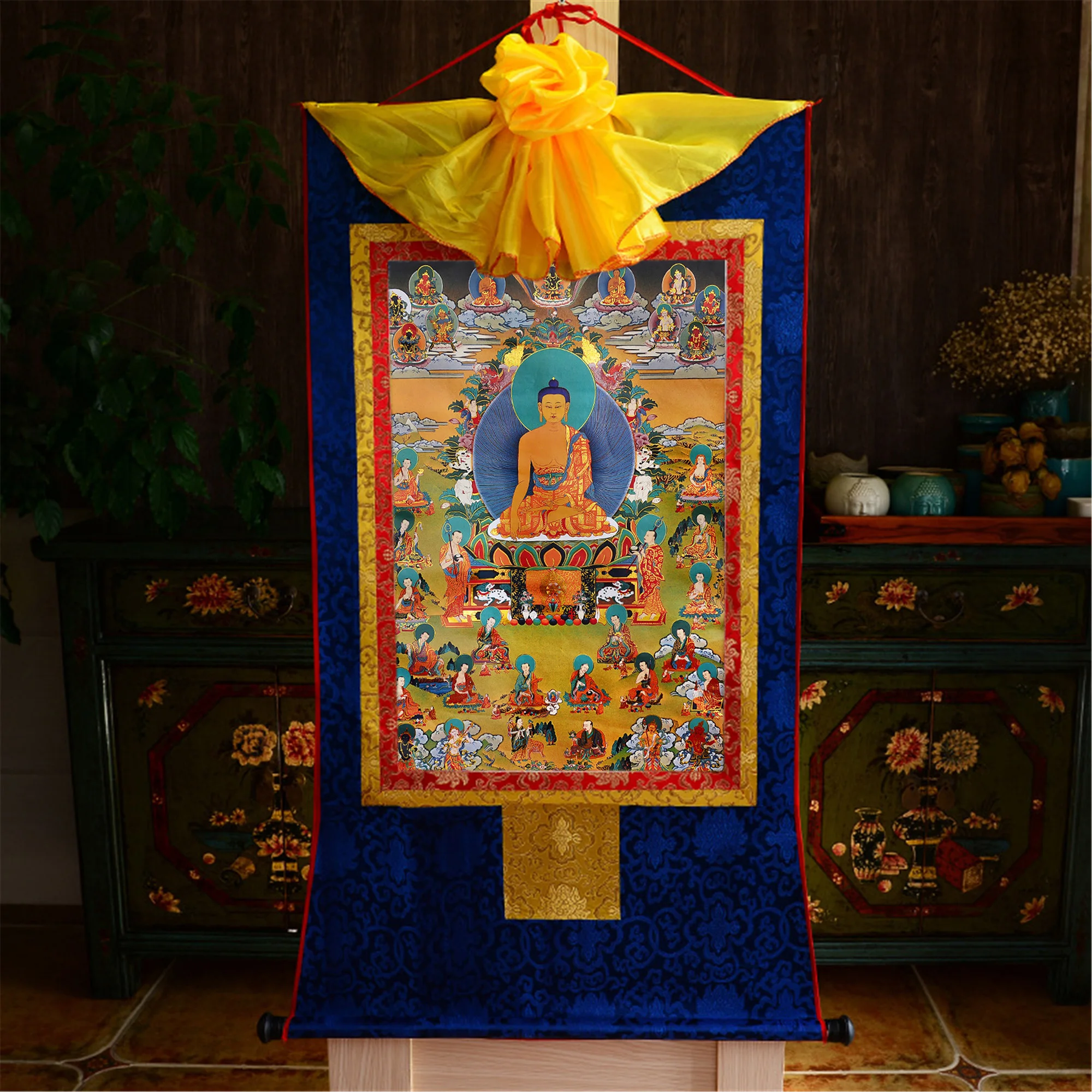 Gandhanra Tantric Tibetan Thangka Wall Hanging,the Eighteen Arhats(18 ...
