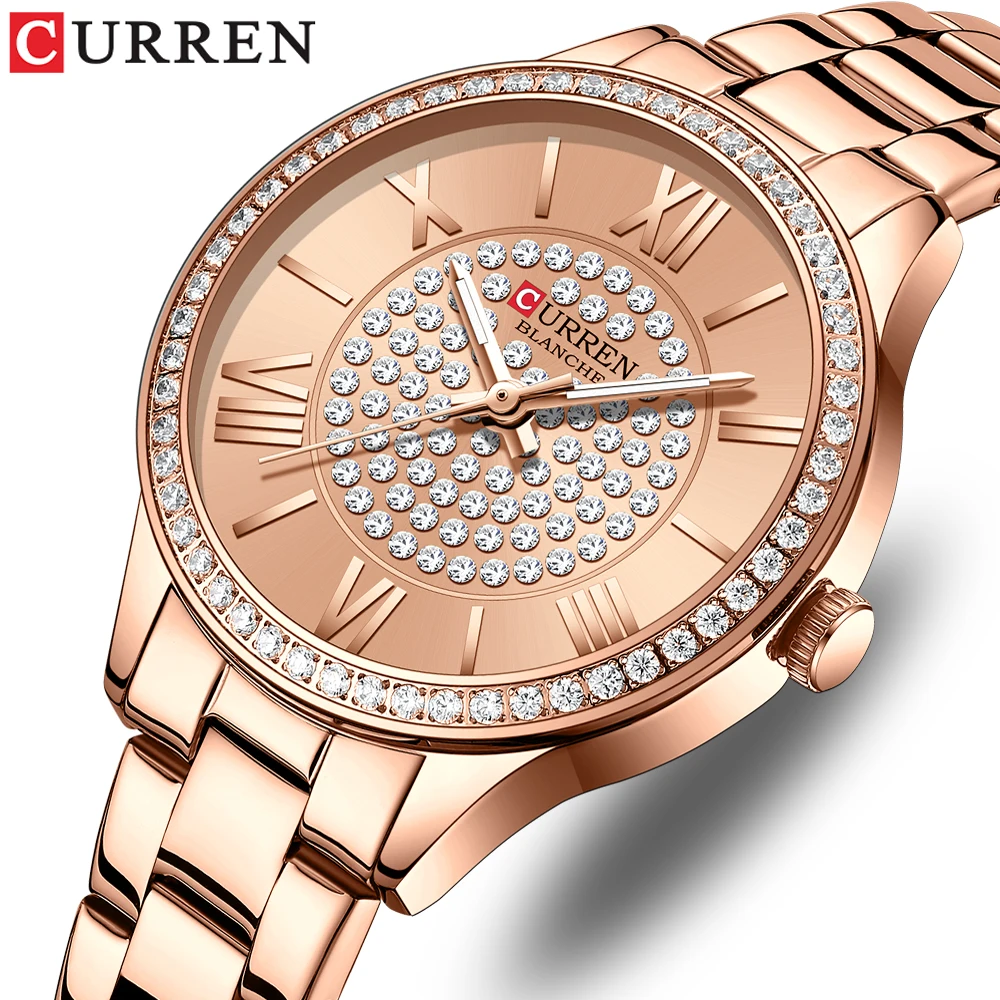 CURREN-Luxury-Rhinestones-Rose-Dial-Fashion-Watches-with-Stainless ...