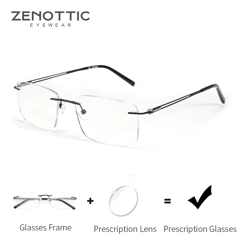 ZENOTTIC Rectangle Pure Titanium Prescription Glasses for Anti ...