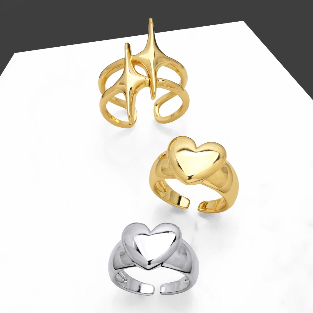 OCESRIO-Brass-Polish-Heart-Rings-for-Women-Copper-Gold-Plated ...