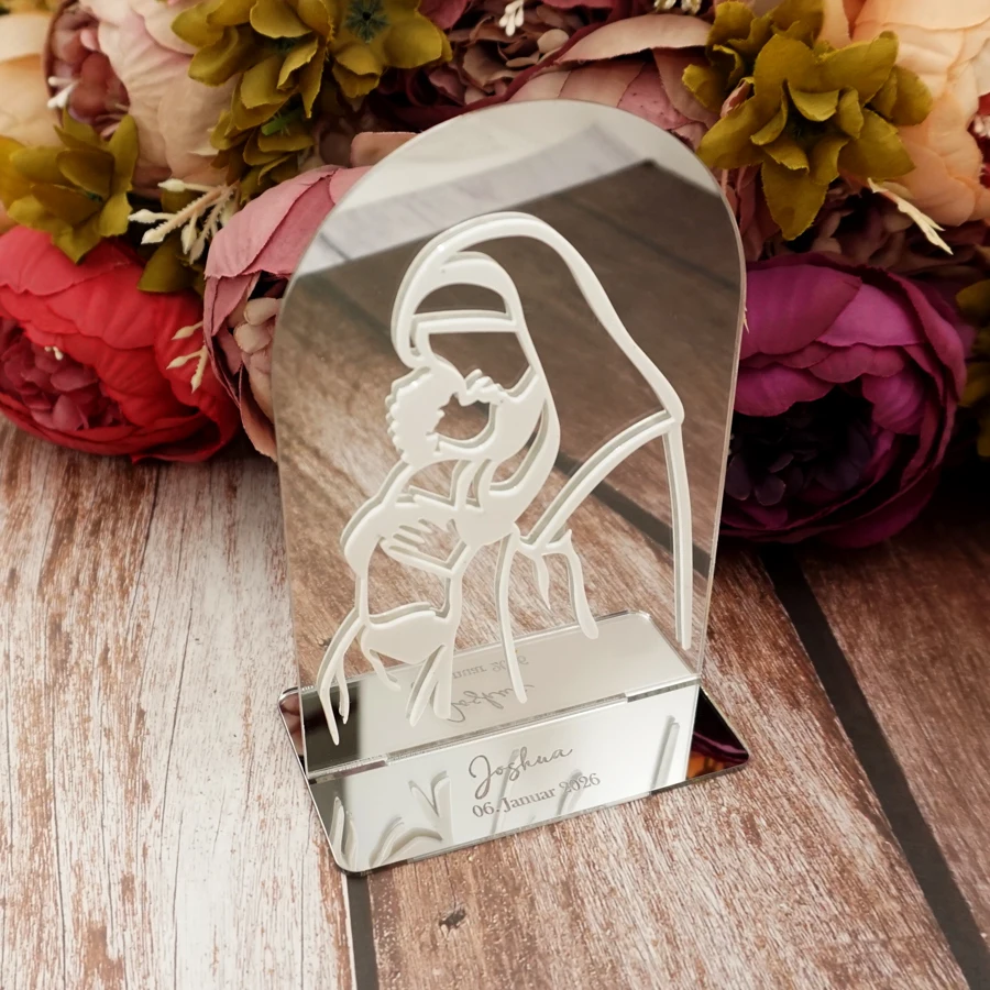Personalized Acrylic Mirror Virgin Mary Desk Top Ornament Custom Text ...