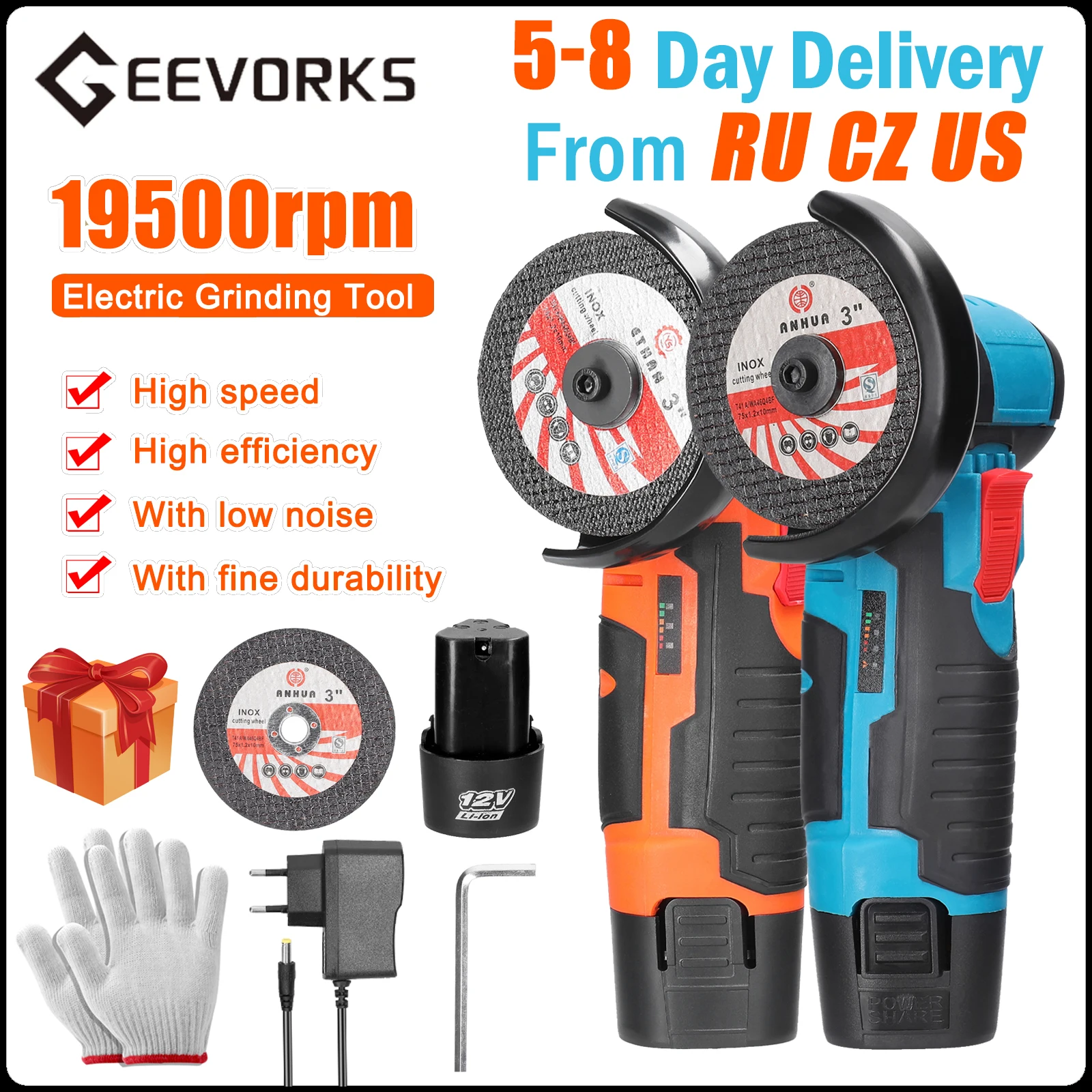 Geevorks-Brushed-Brushless-Angle-Grinder-19500RPM-With-Rechargeable ...