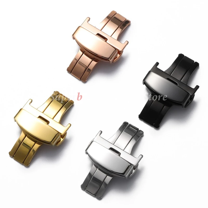 Stainless Steel Butterfly Buckle Polished Matte Button Watch Band ...